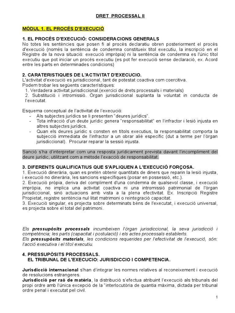 Resum Dret Processal II | PDF