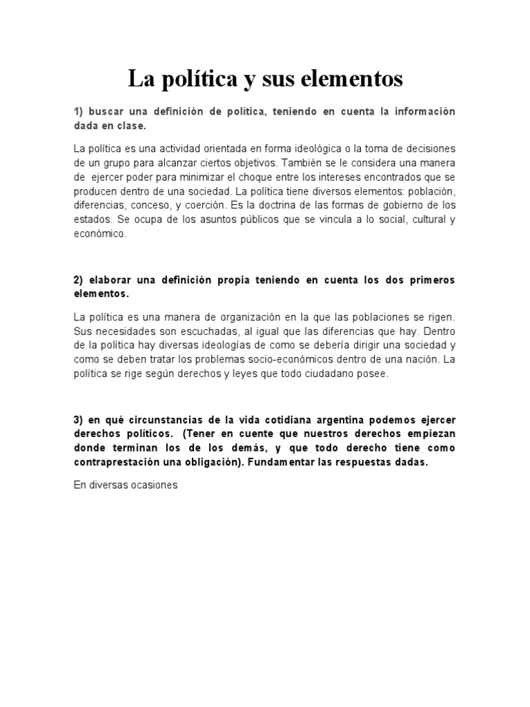 La Política y Sus Elementos | PDF