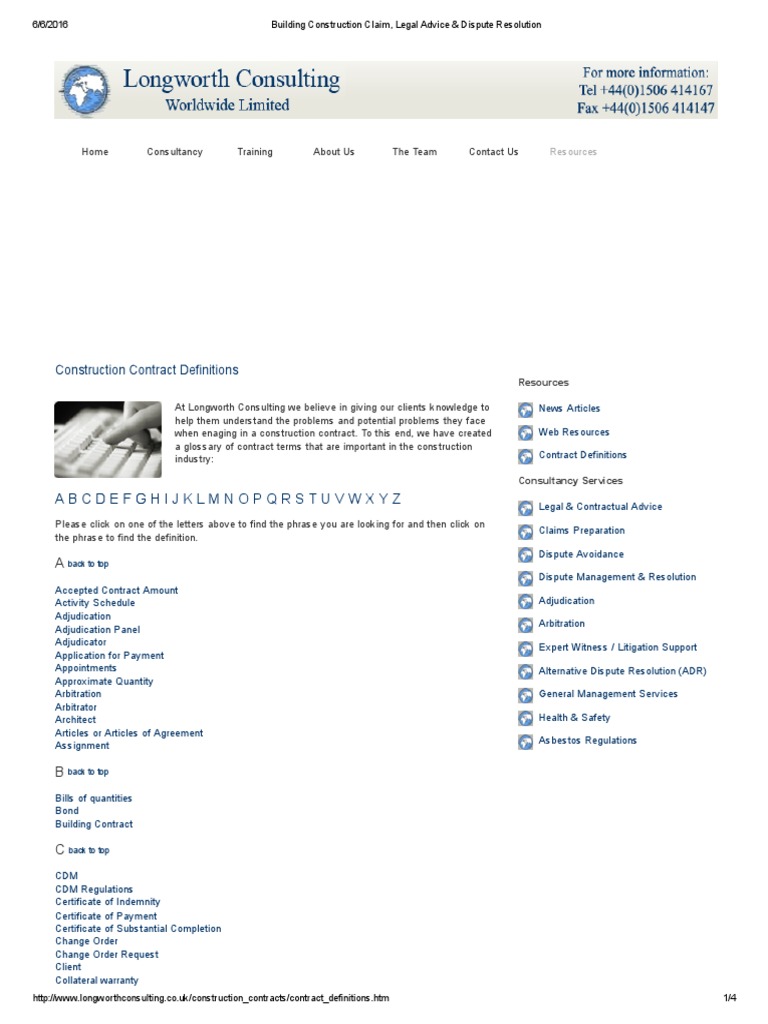 Construction Contract Definitions | PDF | Common Law | Civil Law (Legal ...