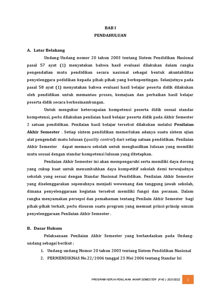 Program Kerja PAS 22-23 | PDF