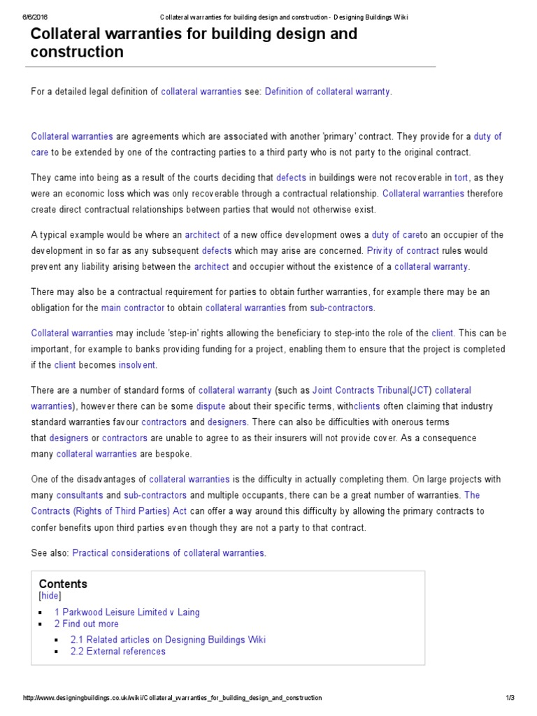 Collateral Warranties in Construction | PDF | Legal Concepts | Law Of Obligations