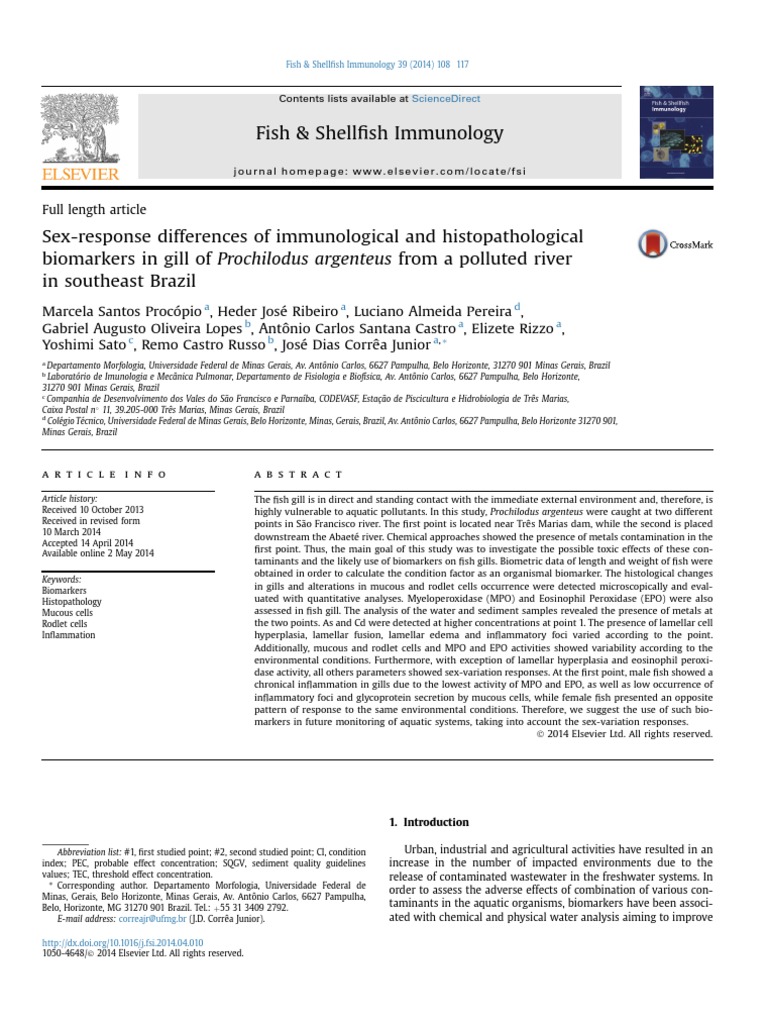 Procópio Et Al 2014 Sex Response Differences Of Immunological And