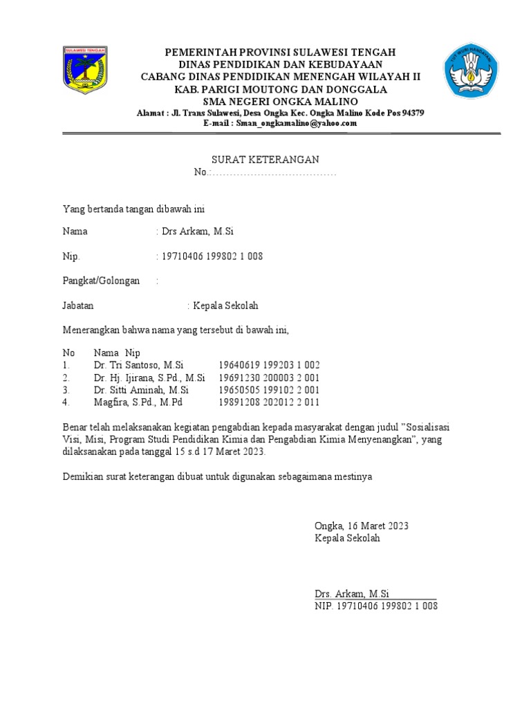 Surat Keterangan Pengabdian | PDF