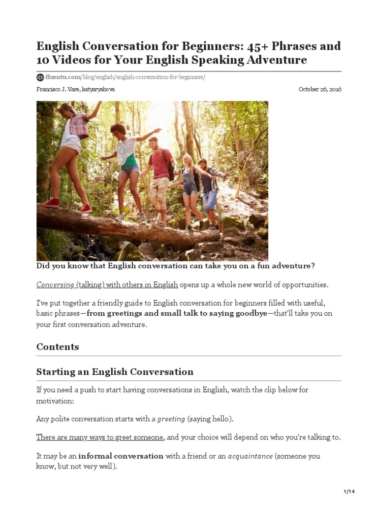 English Conversation For Beginners | PDF | English Language | Question