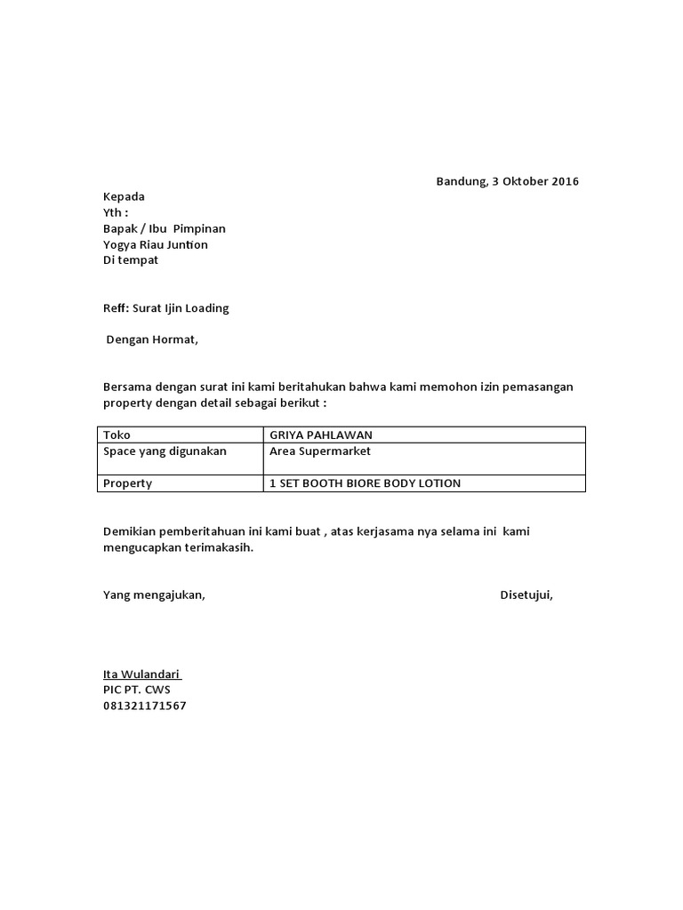 Contoh Surat Loading | PDF