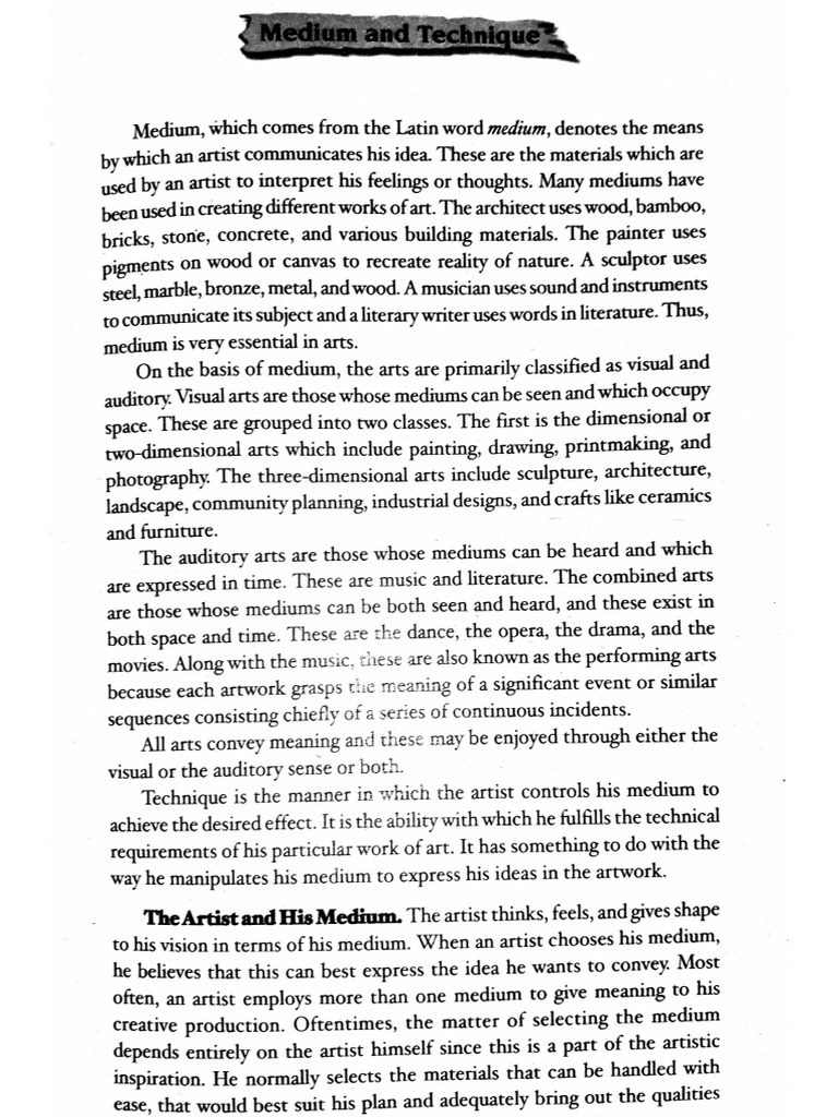 Medium and Techniques in Art | PDF
