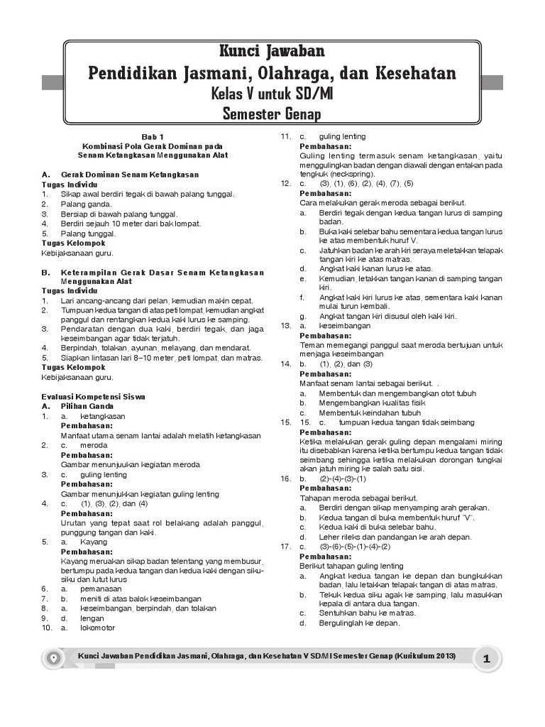 Kunci Penjas 5 SMT 2 | PDF