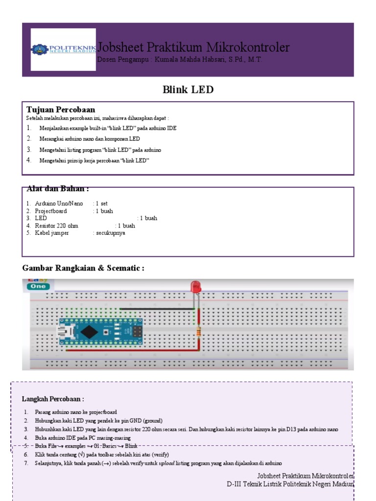Jobsheet Blink Led | PDF