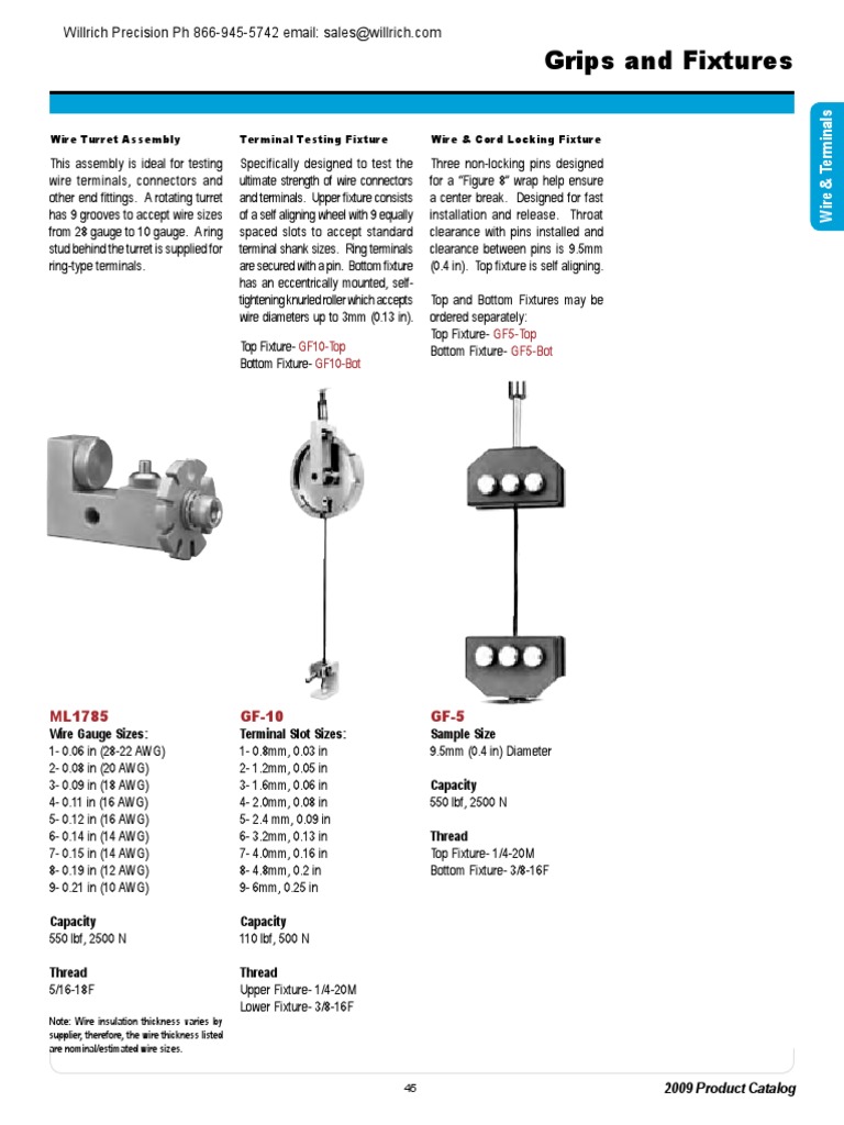 Chatillon GF10 Wire Terminal Test Fixture | PDF | Wire | Machines