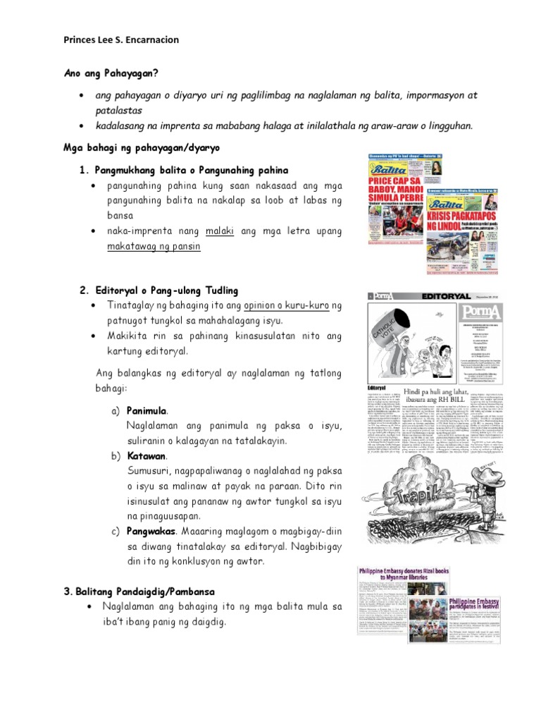 Ibat Ibang Parte NG Pahayagan | PDF