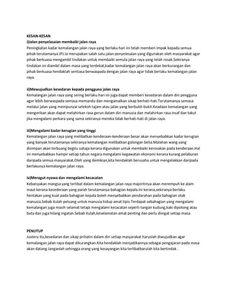 Kesan Kemalangan Jalan Raya | PDF