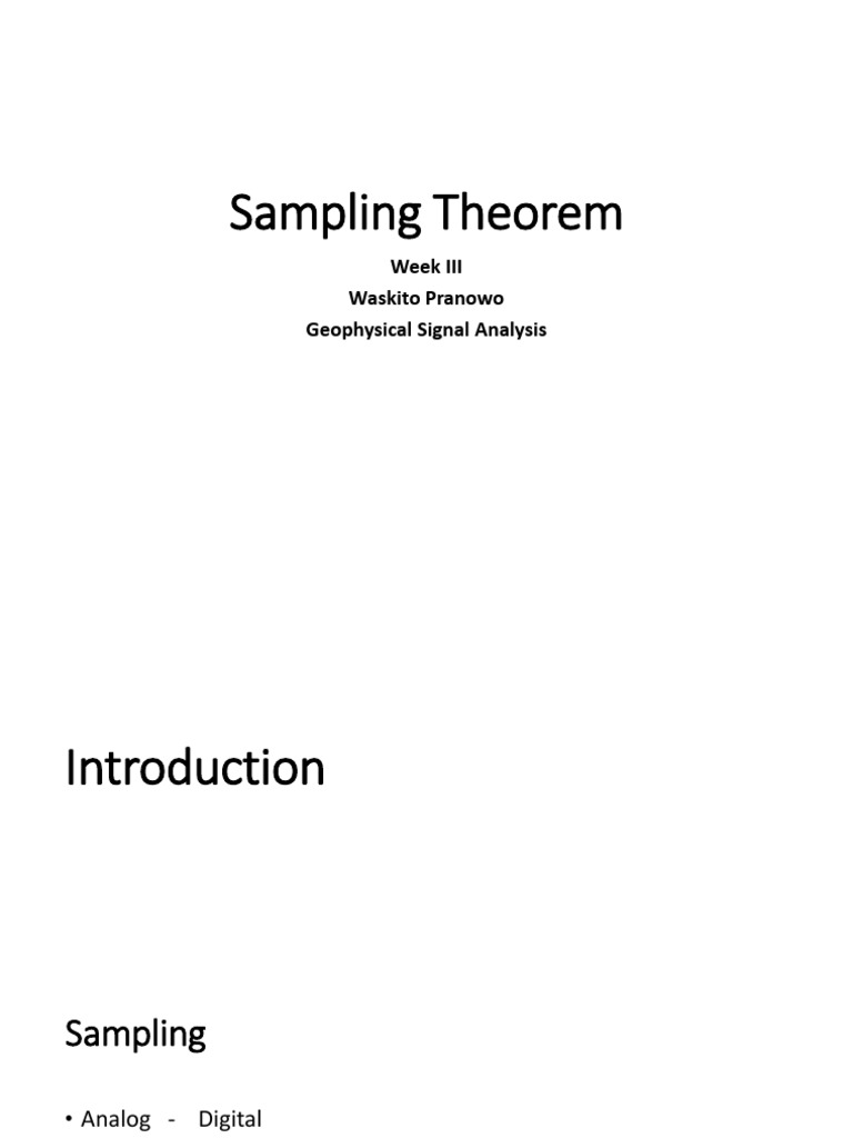 Minggu 3 Sampling Theorem Part 1 Pdf Sampling Signal Processing Spectral Density 