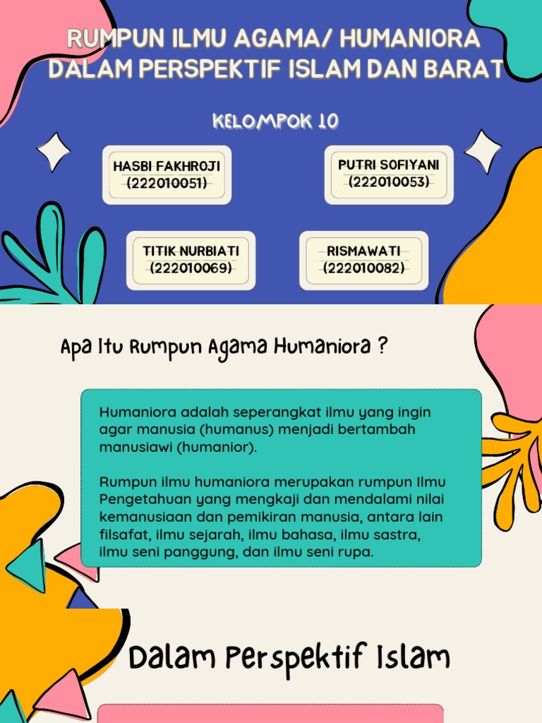 Rumpun Ilmu Agama/ Humaniora Islam Dan Barat | PDF