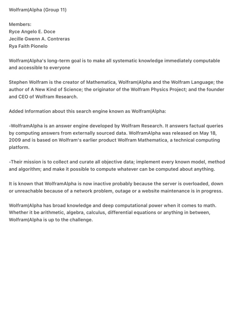 Overview of Wolfram|Alpha's Capabilities | PDF | Computers