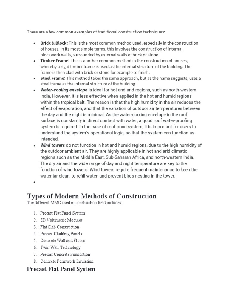 There Are A Few Common Examples of Traditional Construction Techniques | PDF | Precast Concrete ...
