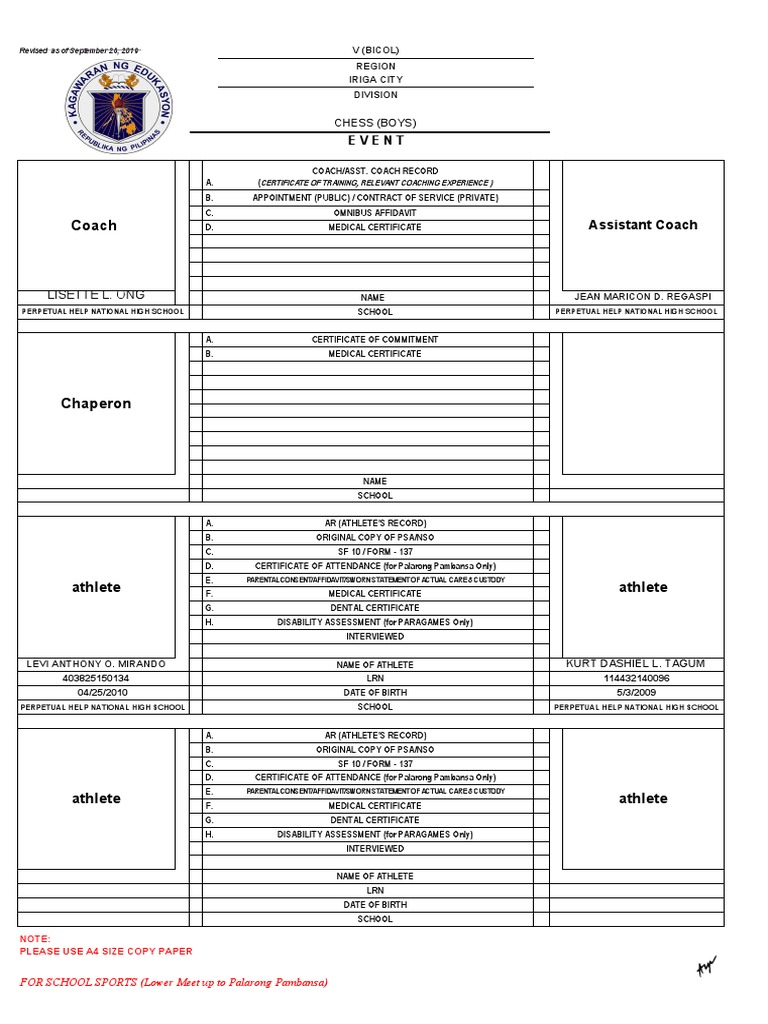 Chess Boys Event Athlete Records | PDF | Evidence | Legal Procedure