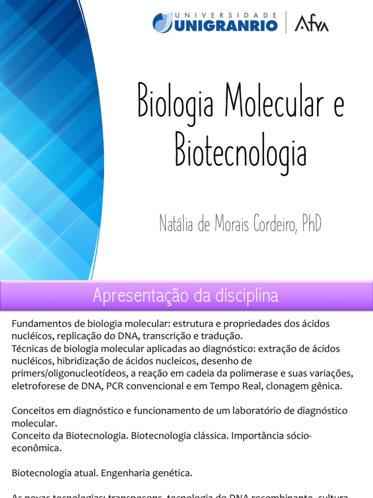 Aula 1 - Introdução A Biomol | PDF | DNA | RNA