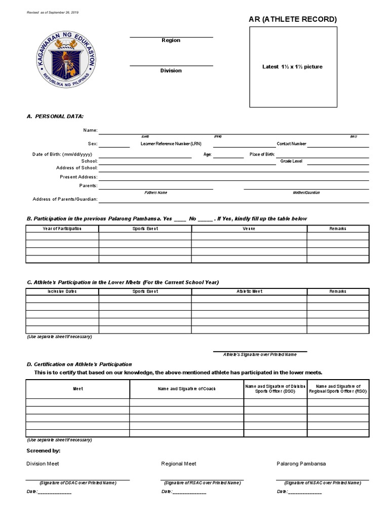 2020 Athlete Record | PDF