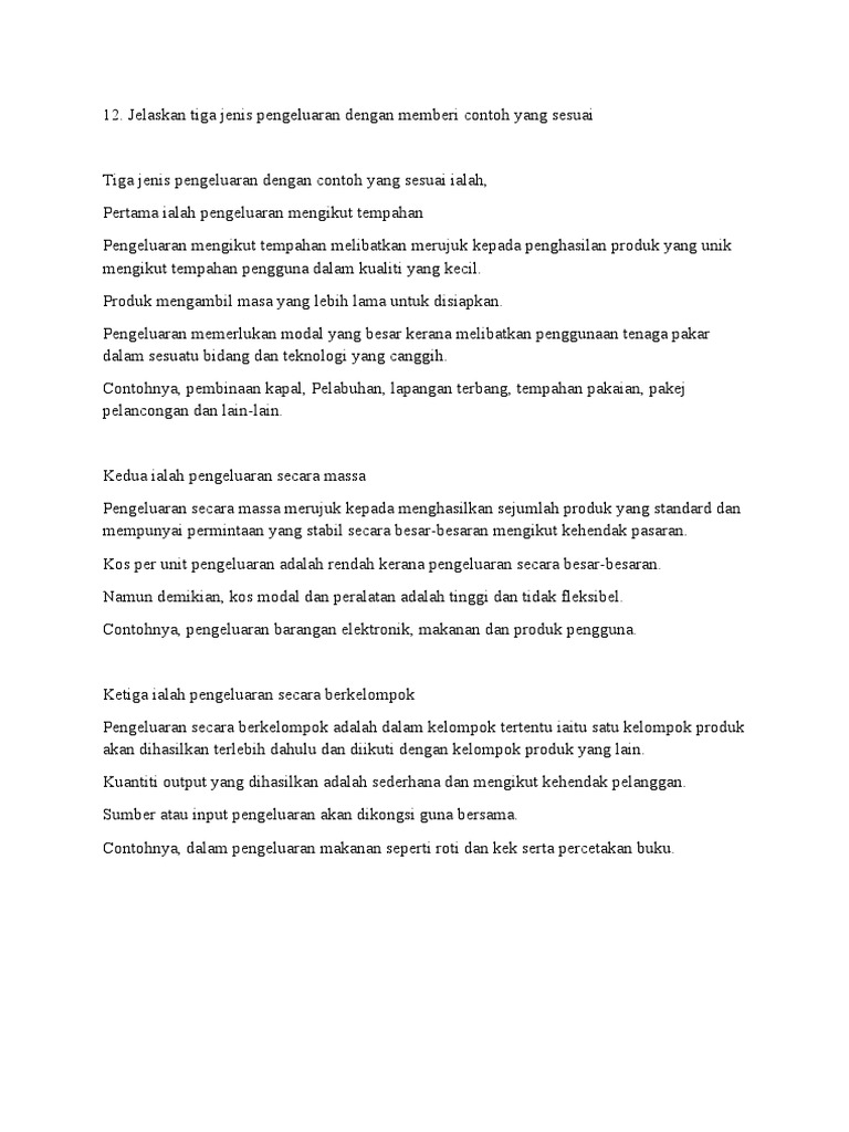 Tiga Jenis Pengeluaran Dengan Memberi Contoh Yang Sesuai | PDF