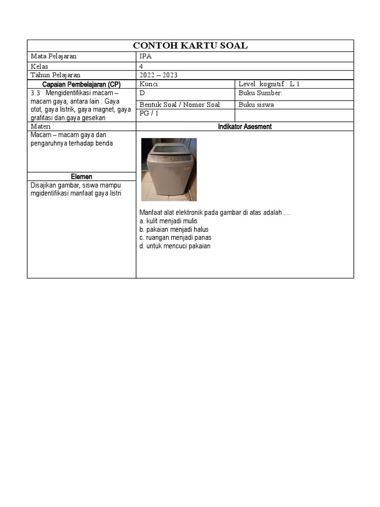 Kartu Soal Pat Kurmer | PDF