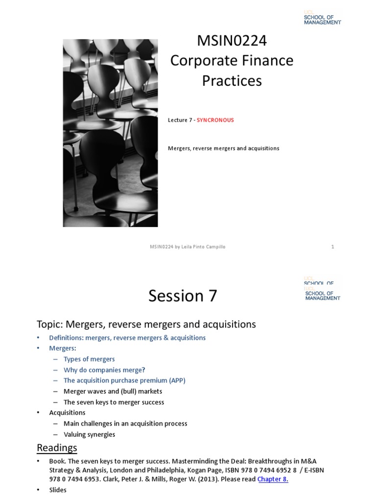 Lecture 7 - 2022 - SYNC | PDF | Mergers And Acquisitions | Takeover Lecture 7 - 2022 - SYNC | PDF | Mergers And Acquisitions | Takeover