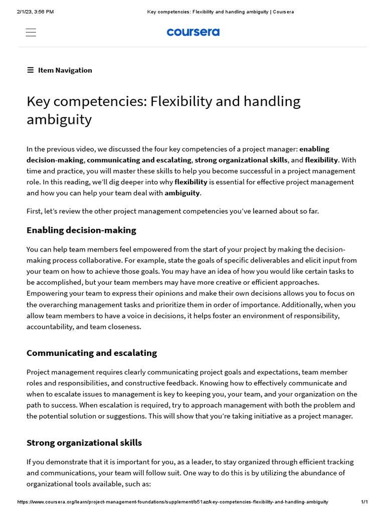 Key Competencies: Flexibility and Handling Ambiguity: Enabling Decision ...