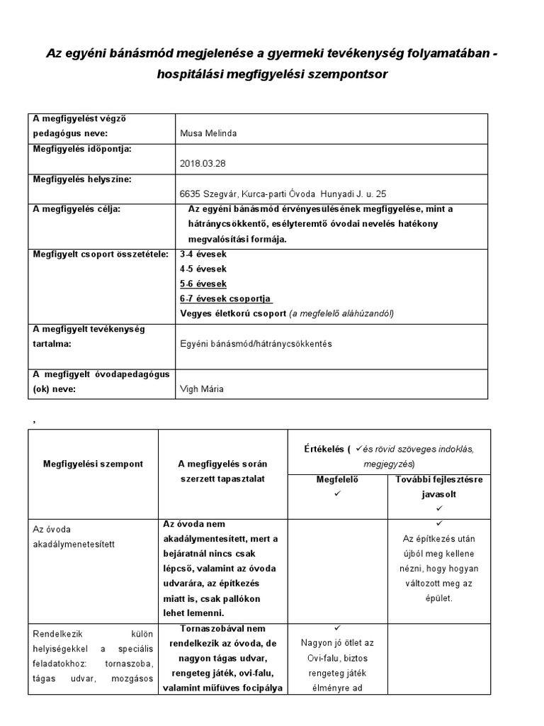 Hospitálási Napló Sablon | PDF