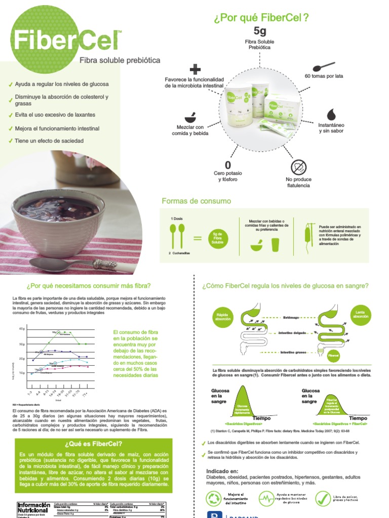 Fibercel Ficha Tecnica Completa | PDF | Fibra dietética | Dieta y nutrición