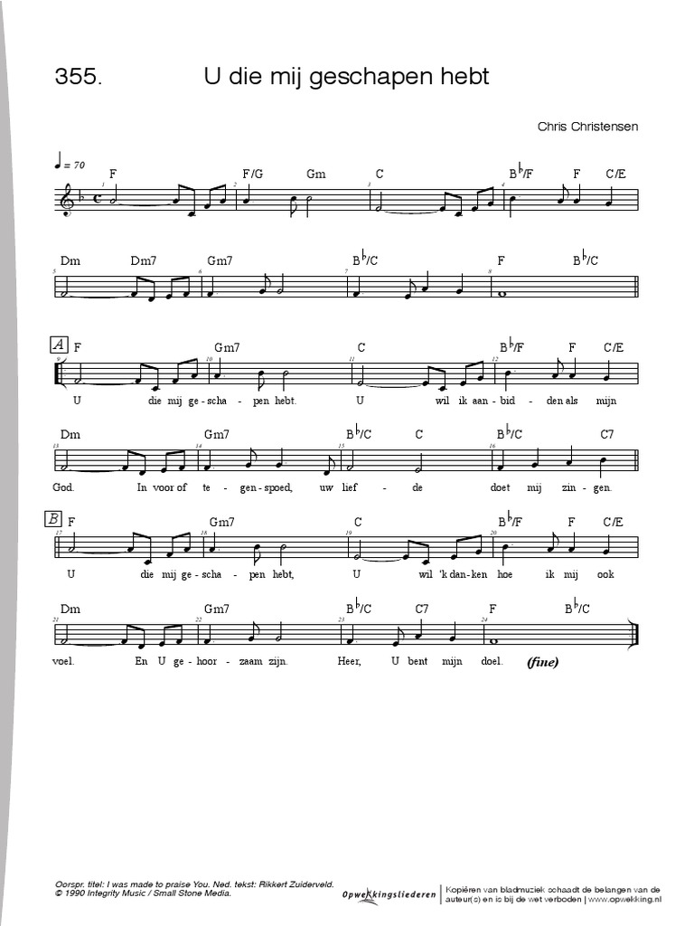 OPWV0355LS U Die Mij Geschapen Hebt | PDF