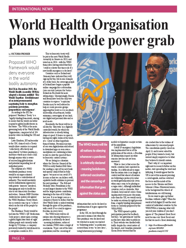 World Health Organisation Plans Worldwide Power Grab | PDF | World ...