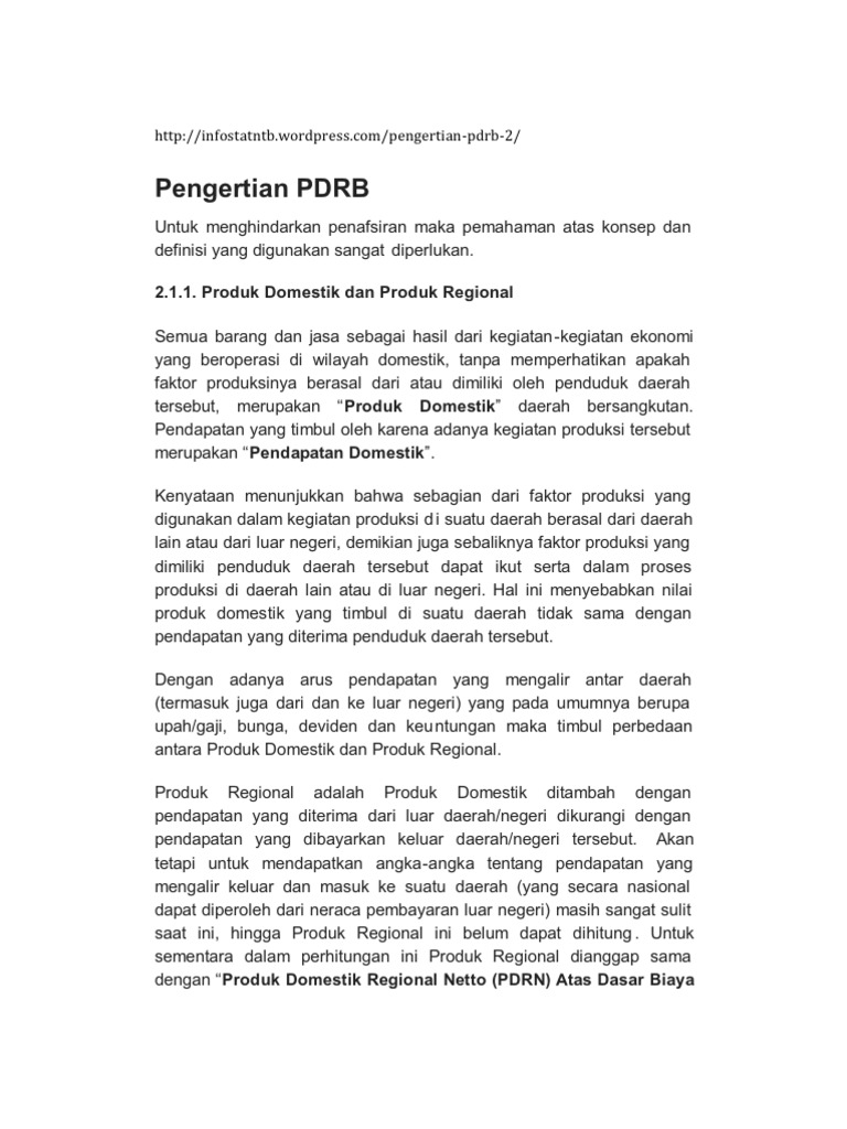 Pengertian PDRB | PDF