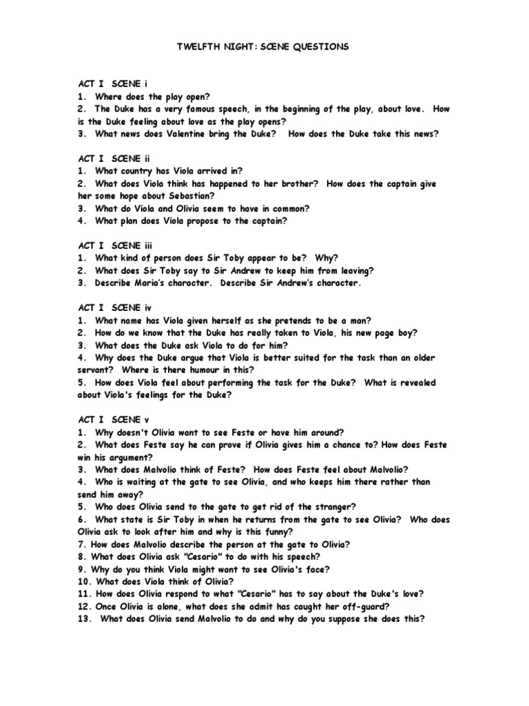 12 Night Questions (Modified) | PDF