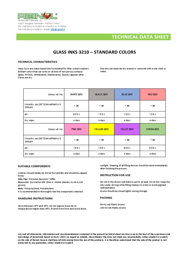 Glass Inks 3210 STD TDS - EN | PDF