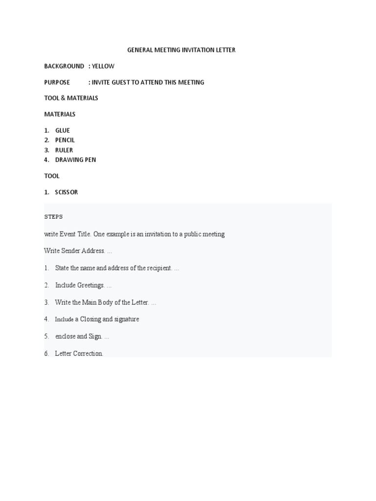 General Meeting Invitation Letter | PDF
