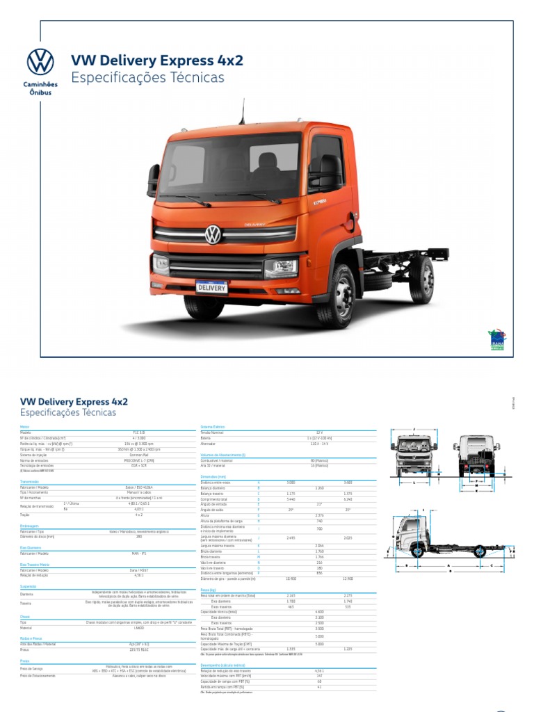 Especificações técnicas completas do VW Delivery Express 4x2 | PDF ...