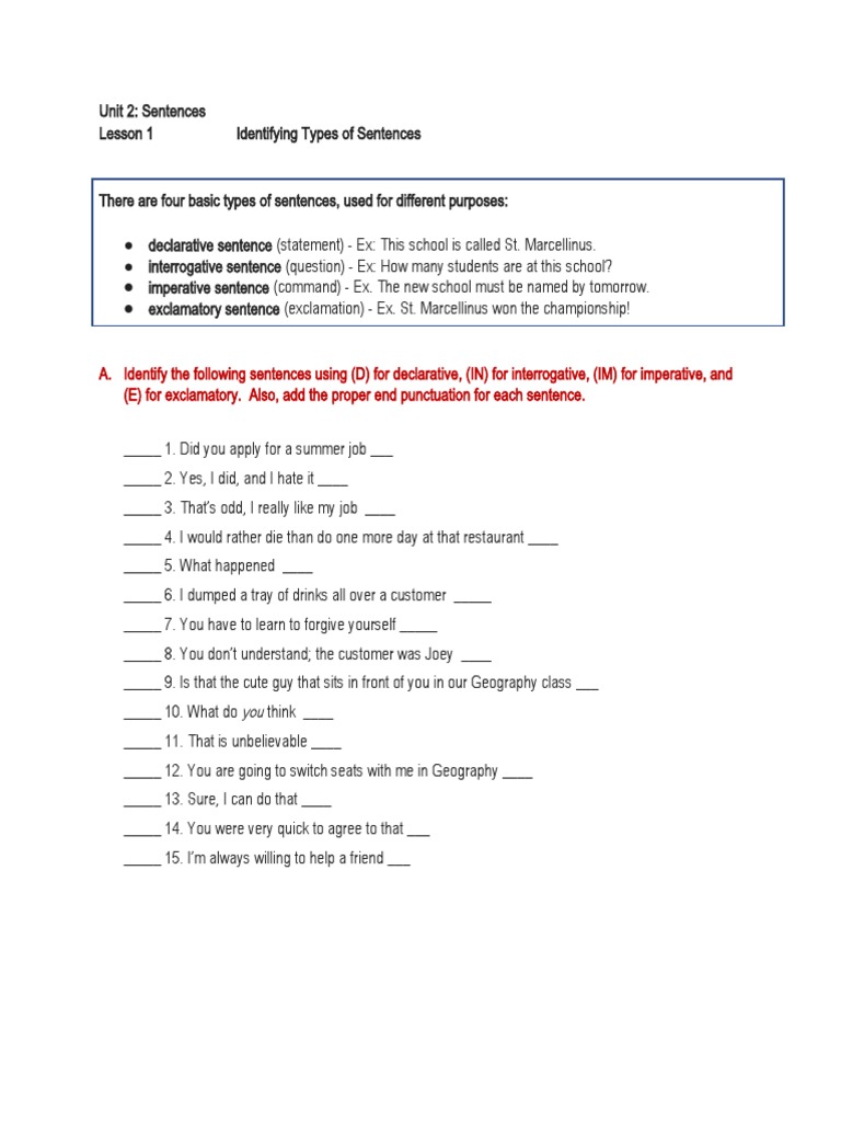 Types and Structures of Sentences | PDF | Grammar | Orthography
