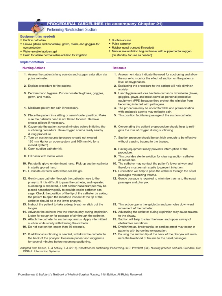 Guidelines for Performing Safe and Effective Nasotracheal Suctioning ...