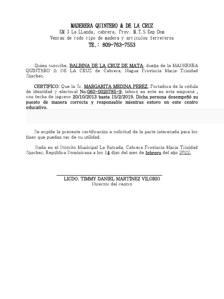 Maderera Quintero | PDF