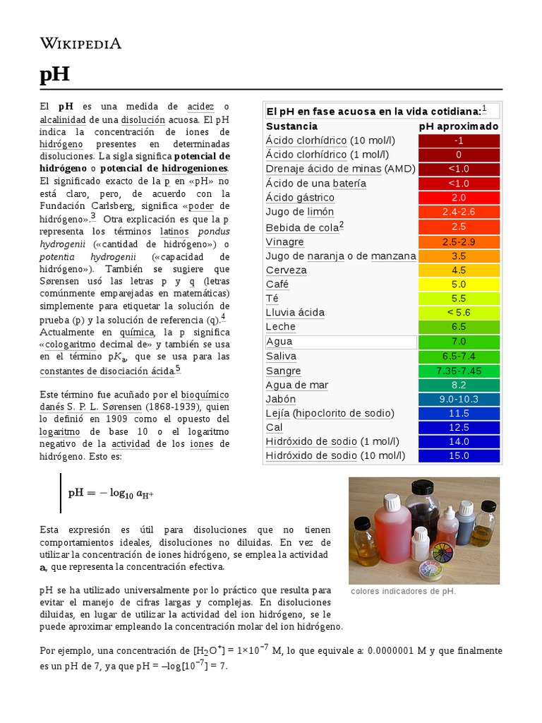 El PH en Fase Acuosa en La Vida Cotidiana: Sustancia PH Aproximado | PDF | Ph | Química