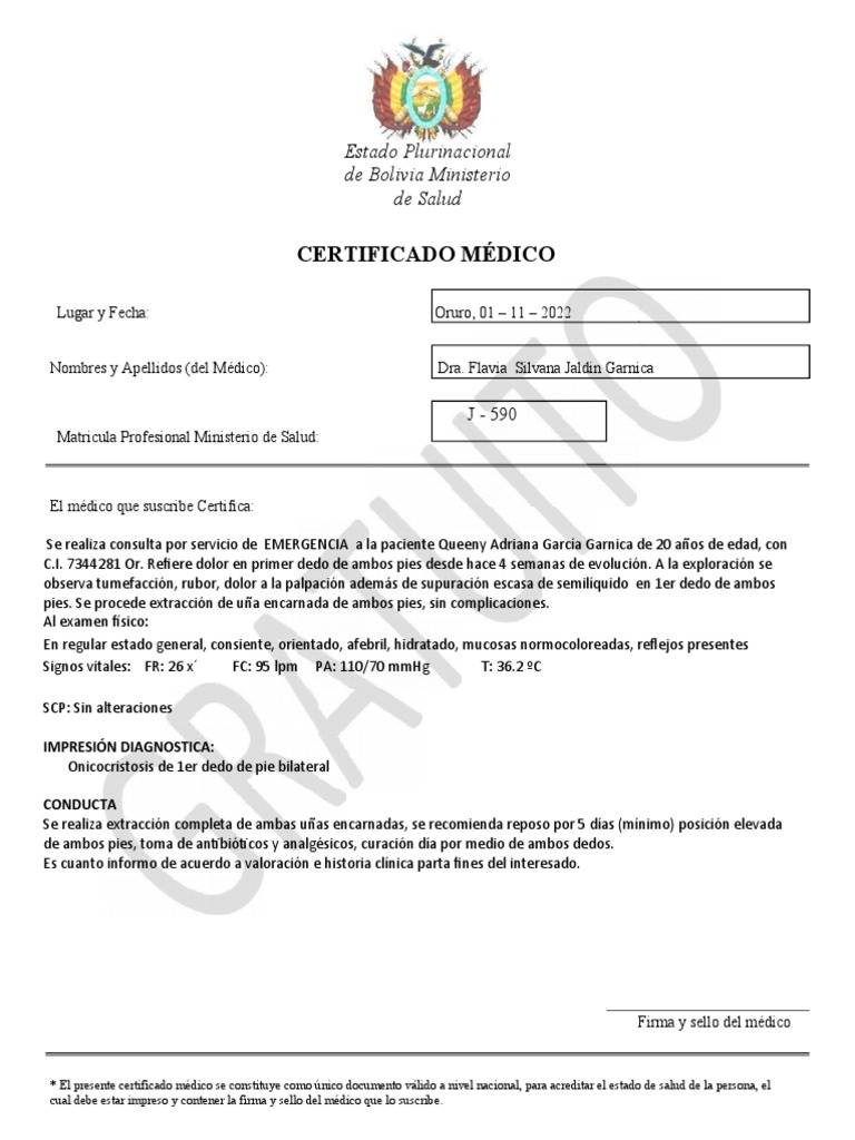 Certif Med | PDF | Epidemiología | Síntomas y signos