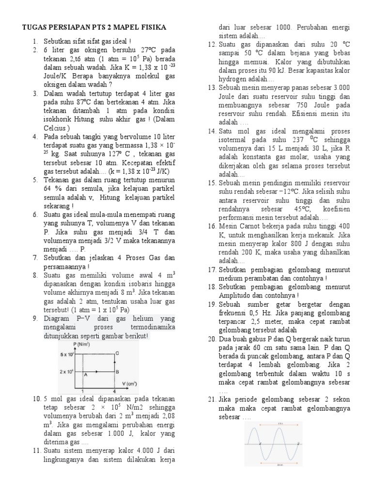 Tugas Persiapan PTS Fisika Kelas Xi | PDF