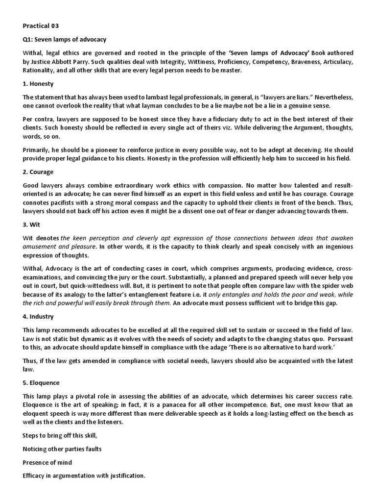 Professional Ethics - Practical 03 | PDF | Advocate | Legal Aid
