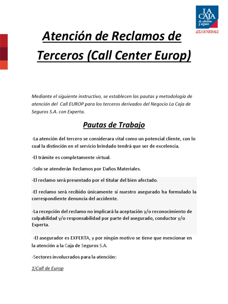 Instructivo para Reclamos Terceros Europ | PDF