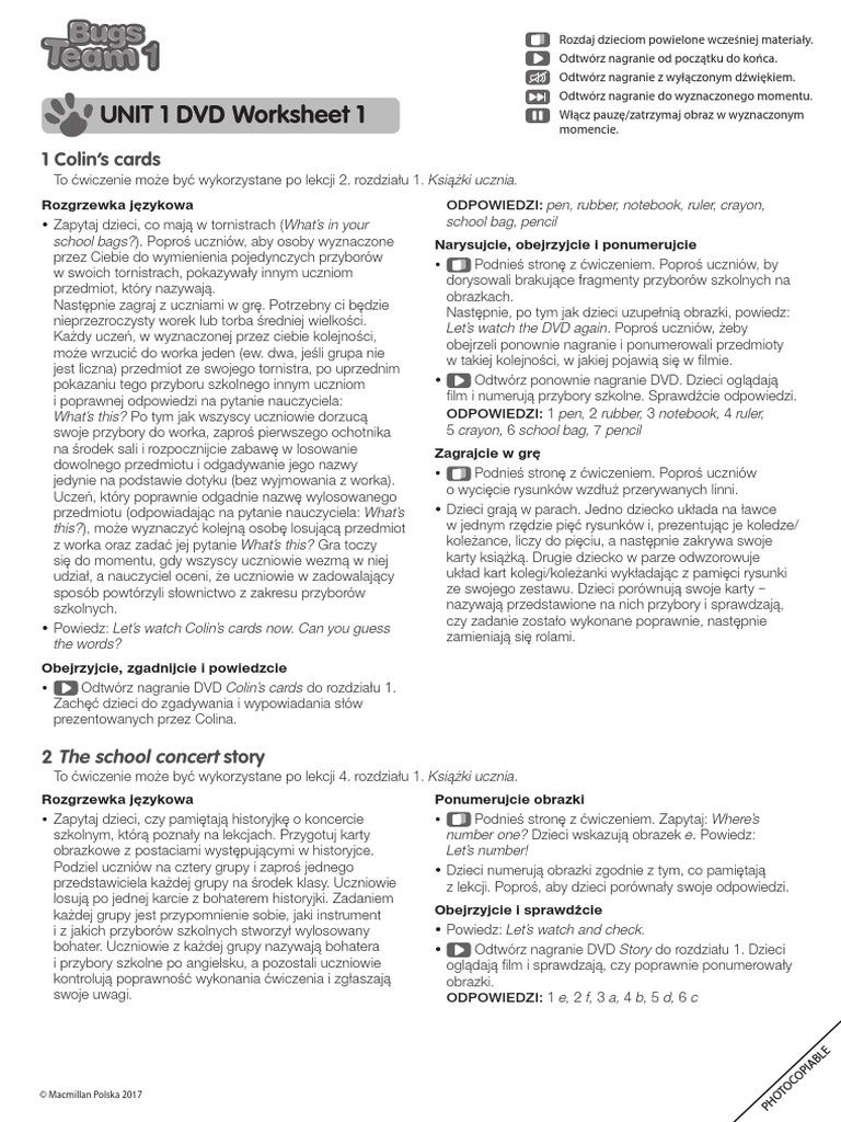 BT1 Unit 1 DVD Worksheets Teaching Notes | PDF