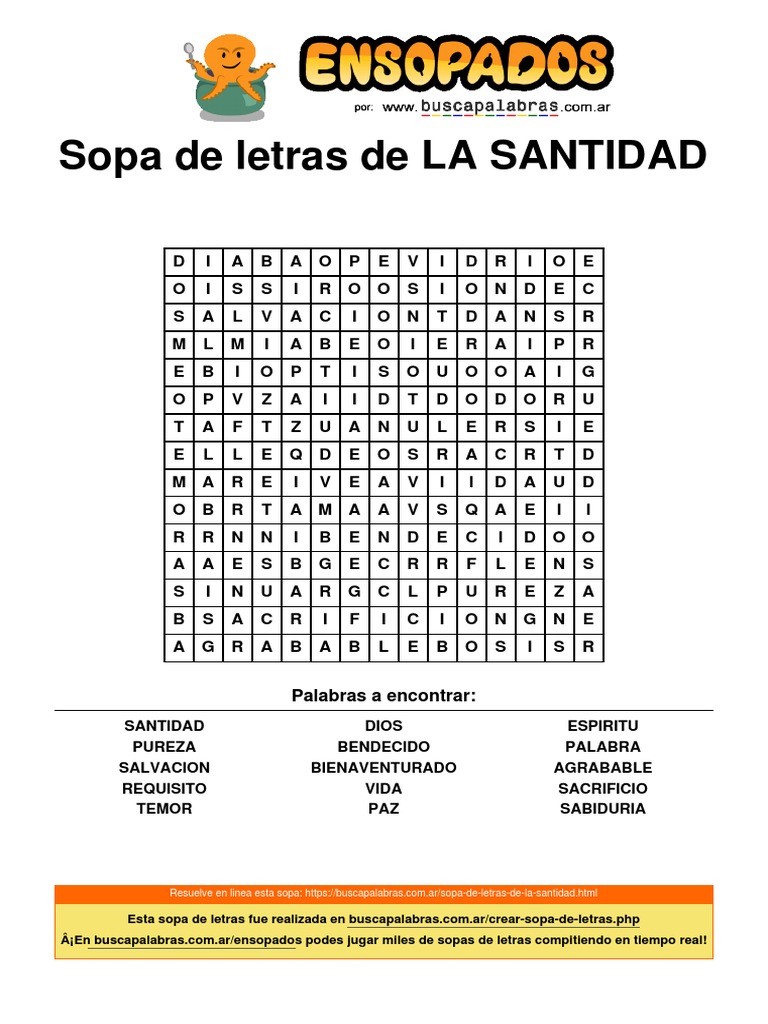 Sopa de Letras de La Santidad PDF | PDF