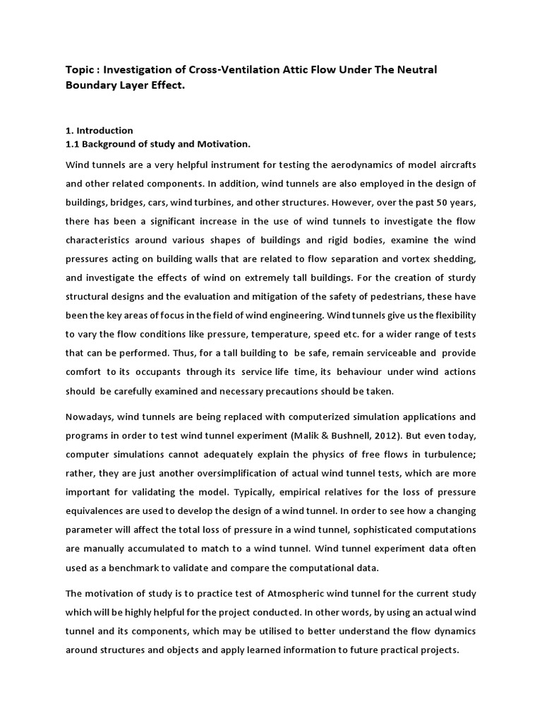 Progress Report | PDF | Wind Tunnel | Boundary Layer Progress Report | PDF | Wind Tunnel | Boundary Layer