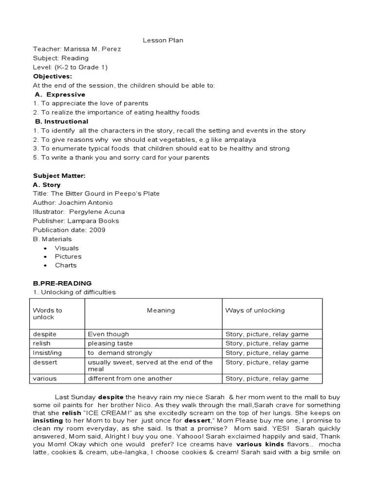 Lesson Plan K-2 | PDF