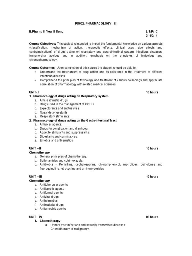 Pharmacology III | PDF | Infection | Pharmacology