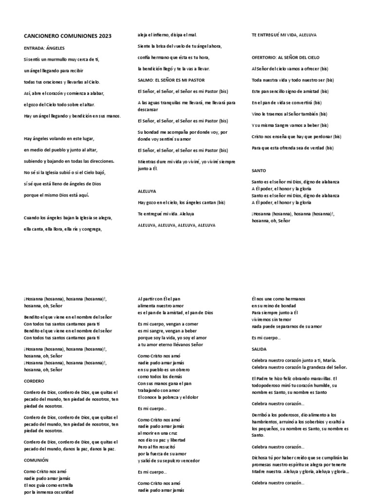 Cancionero Comuniones 2023 | PDF | Cristo (título) | eucaristía