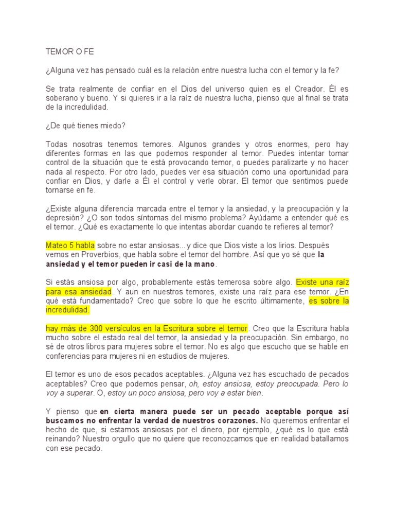 Temor o Fe | PDF | Temor | Pecado